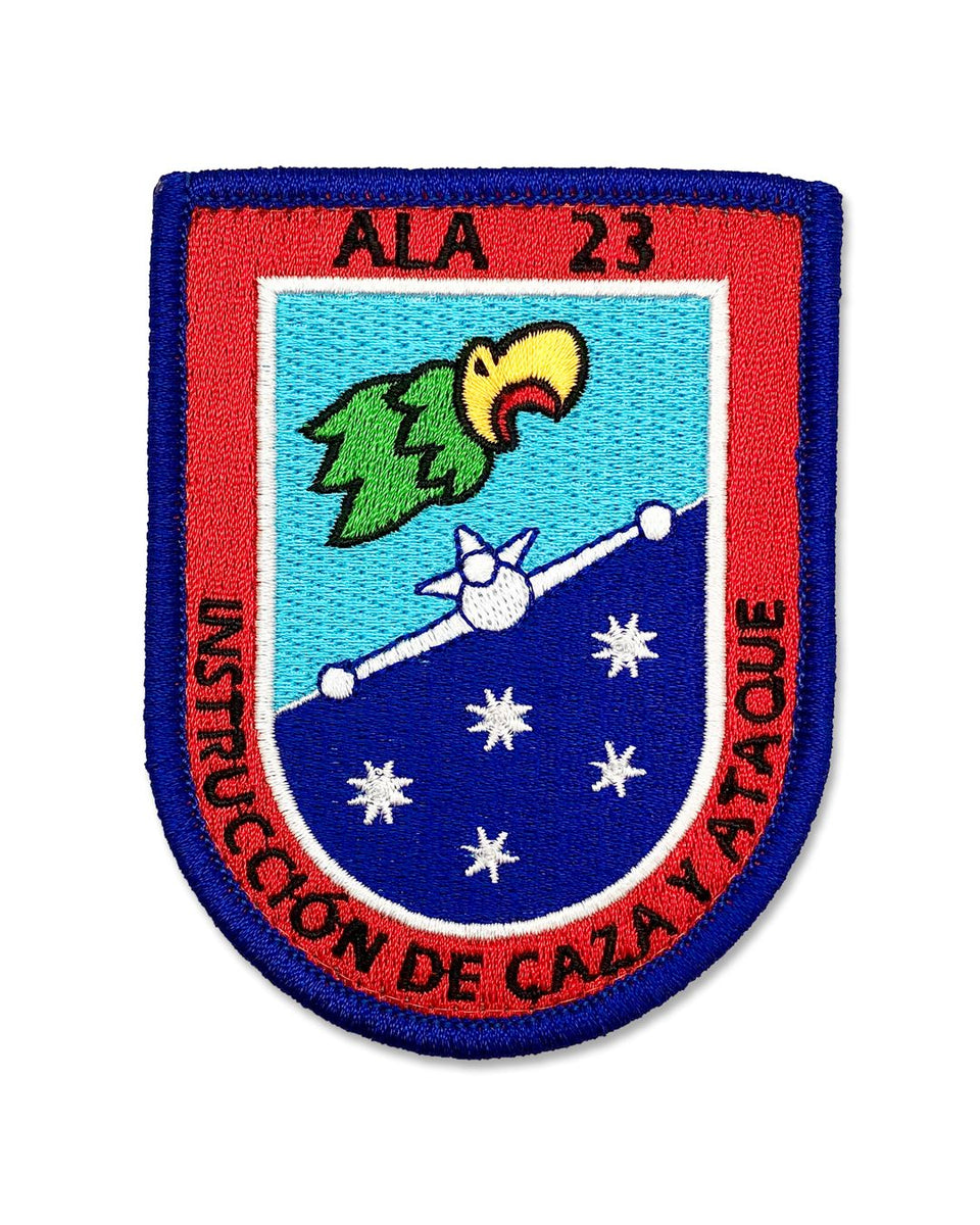 Parche Bordado ALA 23 Instrucción de Caza y Ataque, Color – Red Wings